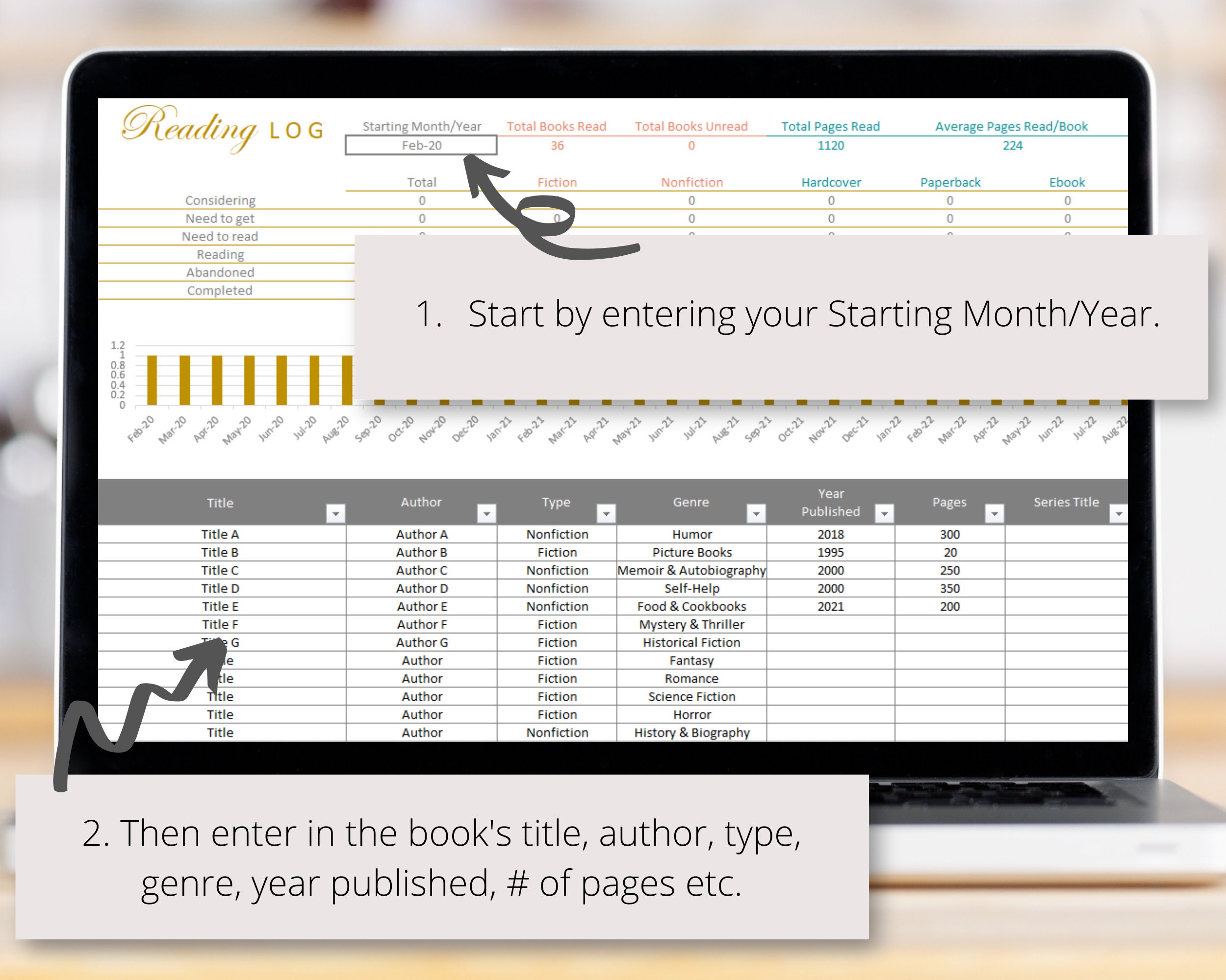 Reading Log Tracker Excel Spreadsheet | Track Your Books With This Book ...