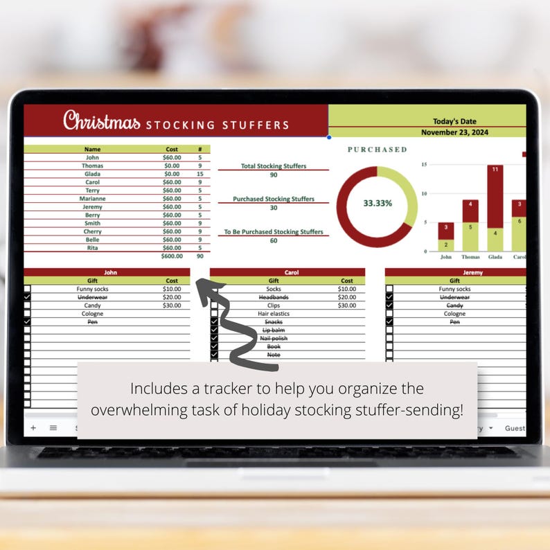 Christmas Planner Tracker Google Sheets Spreadsheet Template, Xmas ...