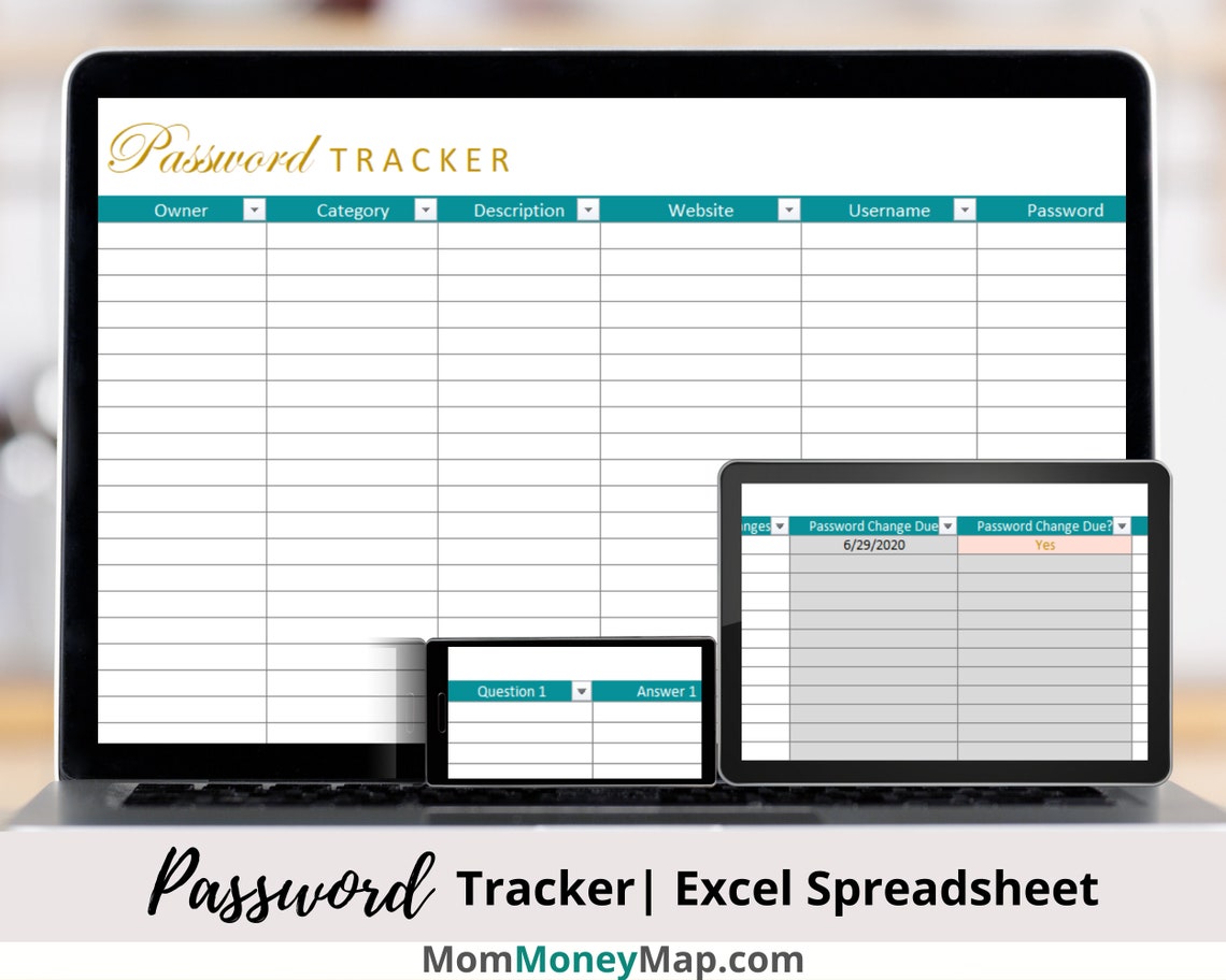 Password Tracker Excel Spreadsheet Organize Your Accounts - Etsy