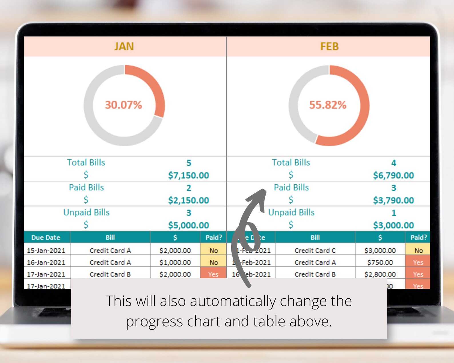Monthly Bill Tracker Planner Excel Spreadsheet | Log and Organize Your ...