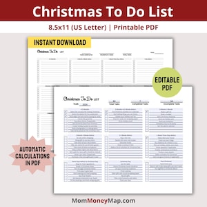 Christmas to Do List Printable PDF, Christmas Checklist Planner ...