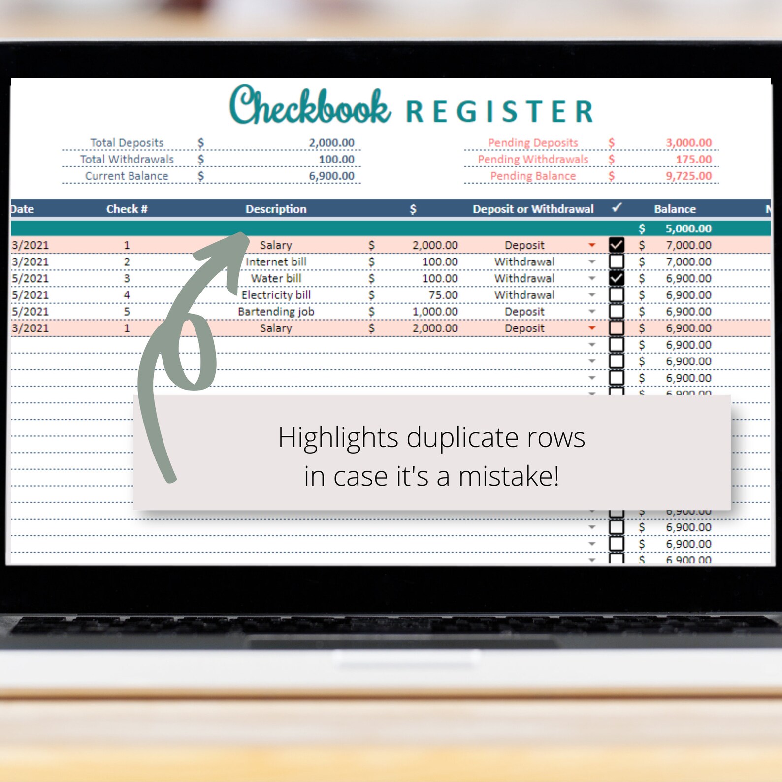 Simple Checkbook Register Google Sheets Spreadsheet, Track Your Bank ...