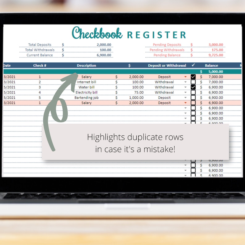 Simple Checkbook Register Google Sheets Spreadsheet, Track Your Bank ...