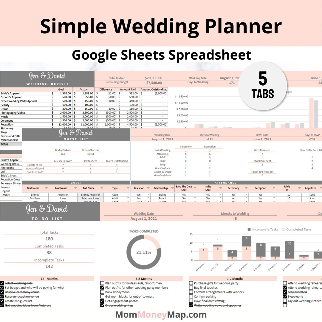 Simple Wedding Planner Bundle With a Checklist and Budget to Plan Your ...