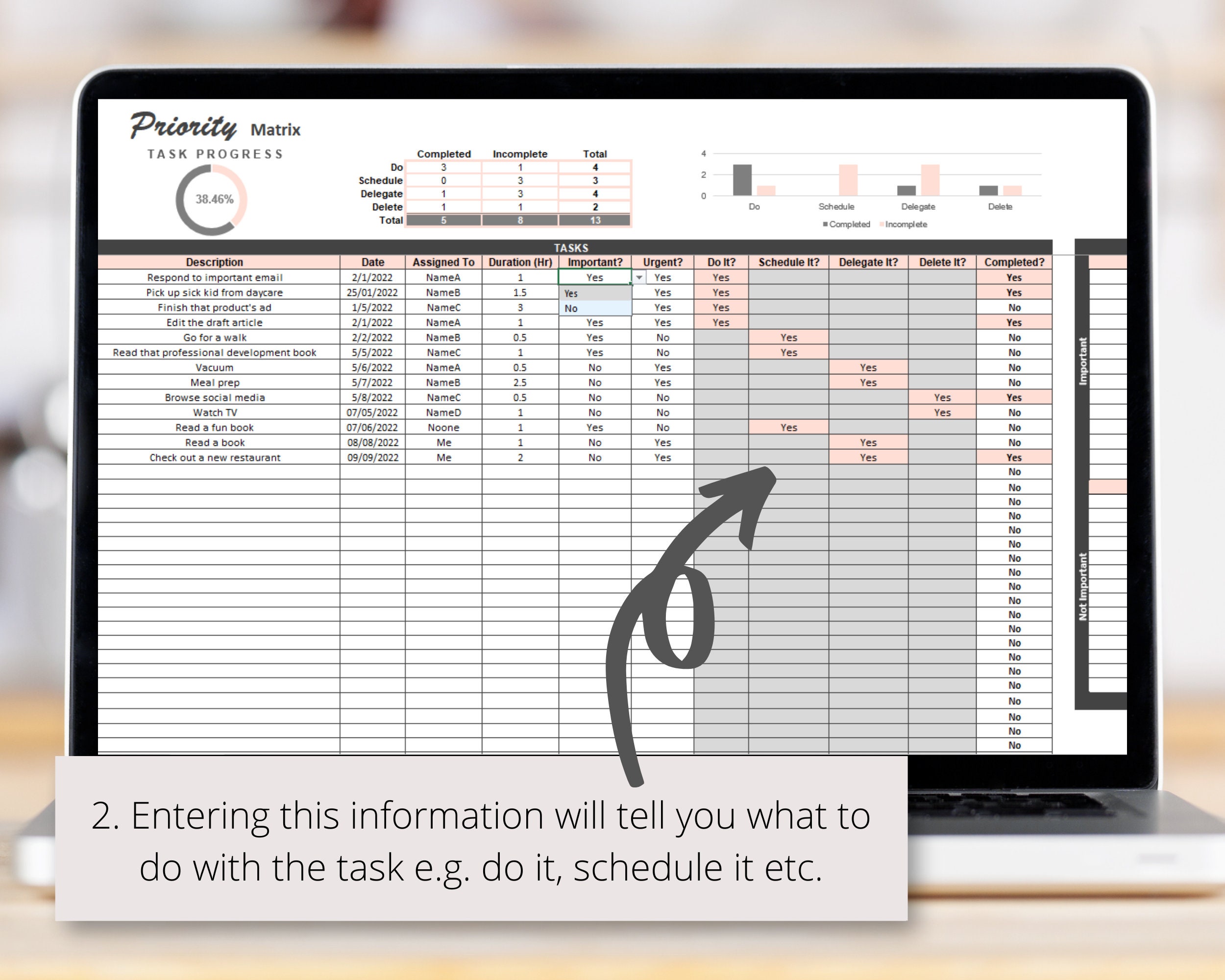 Task Priority Matrix Planner With Eisenhower Method Urgent-important ...