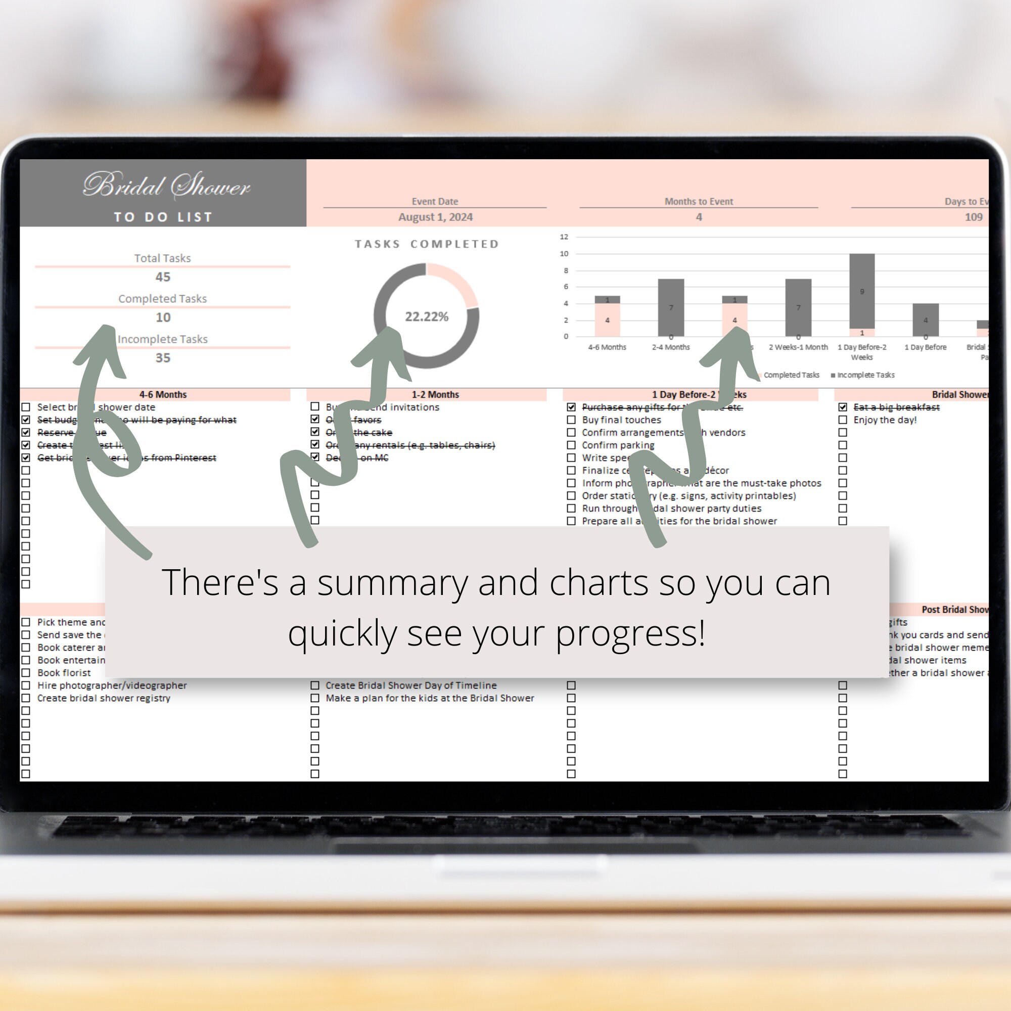 Bridal Shower Checklist Excel Spreadsheet Template, Engagement Party ...