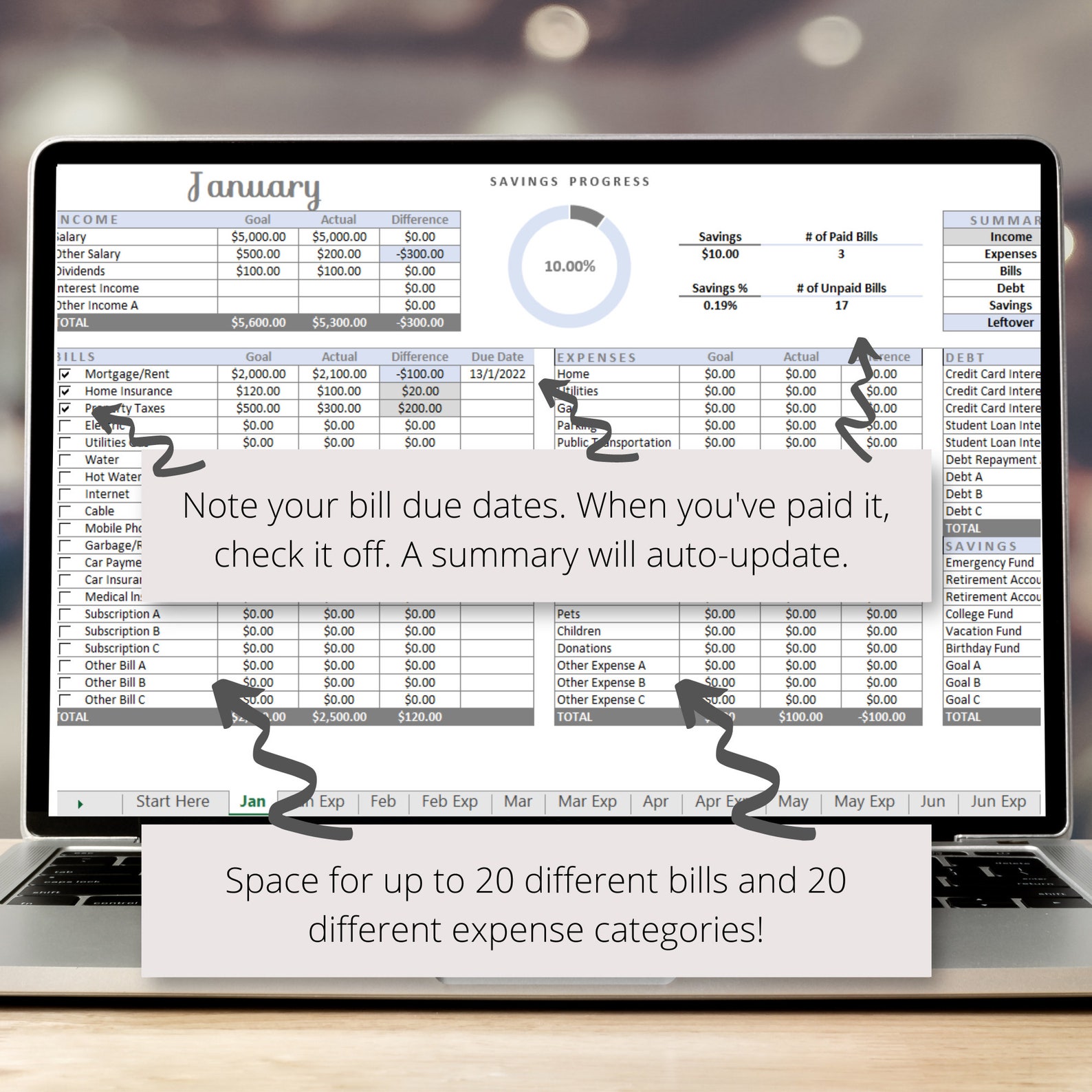 Budget Tracker Excel Spreadsheet Template, Plan Your Annual & Monthly ...