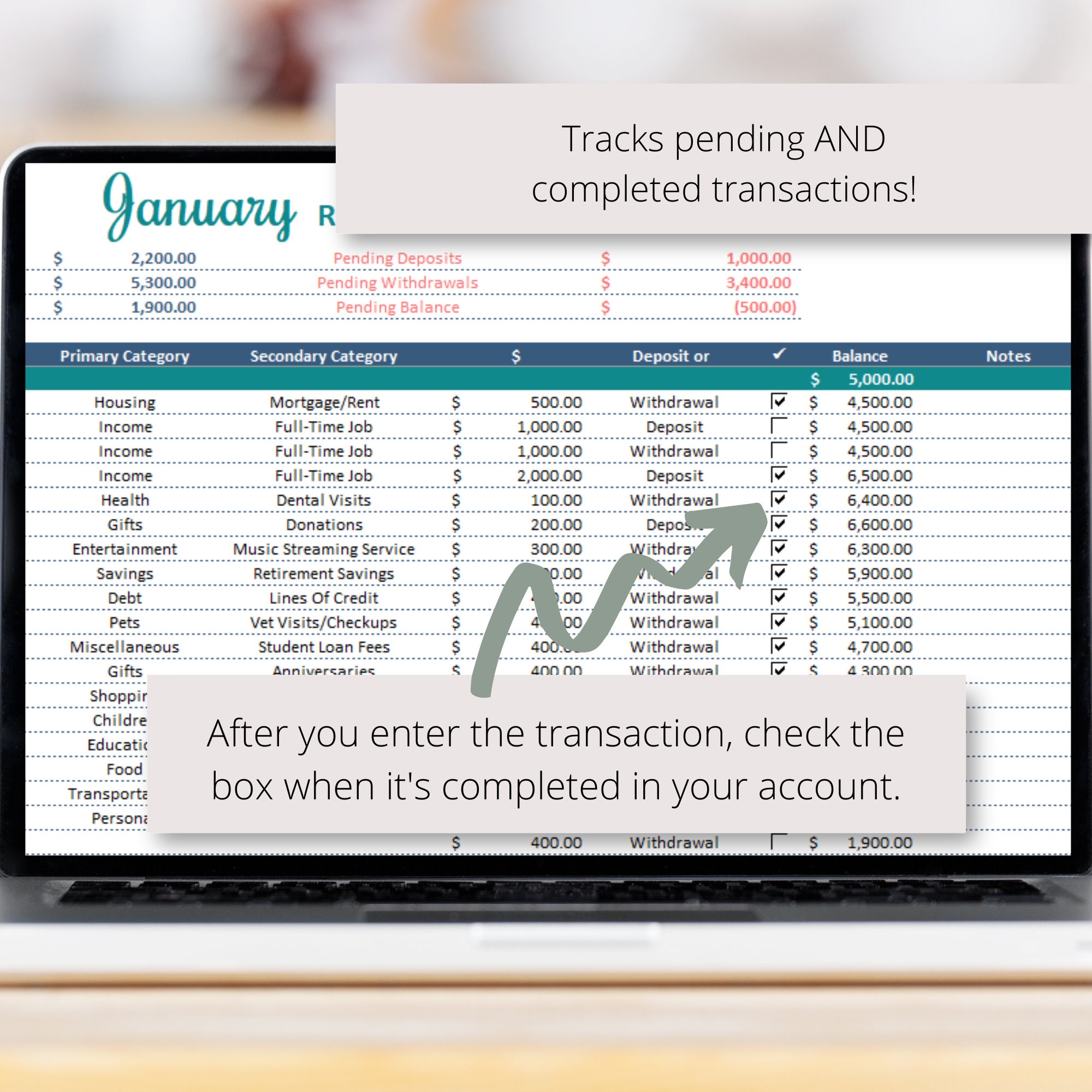 2 Checkbook Registers With Monthly and Annual Summaries Excel ...