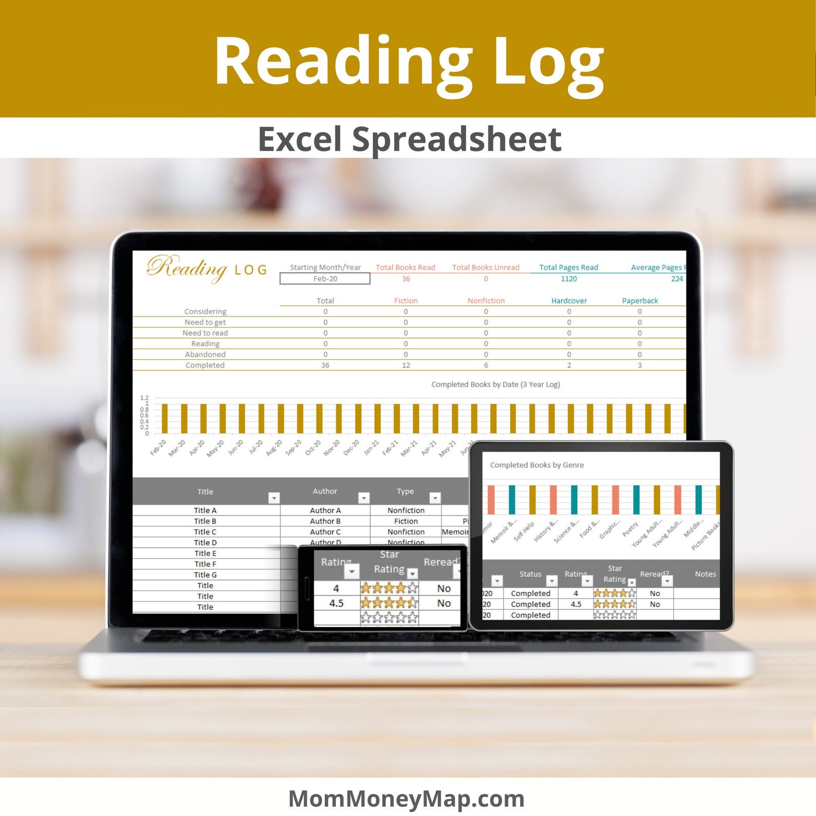 Reading Log Tracker Excel Spreadsheet | Track Your Books With This Book ...