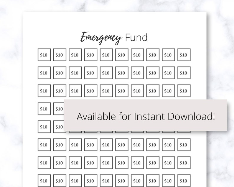 Emergency Fund Tracker Chart Printable PDF, Track Your Savings Progress ...