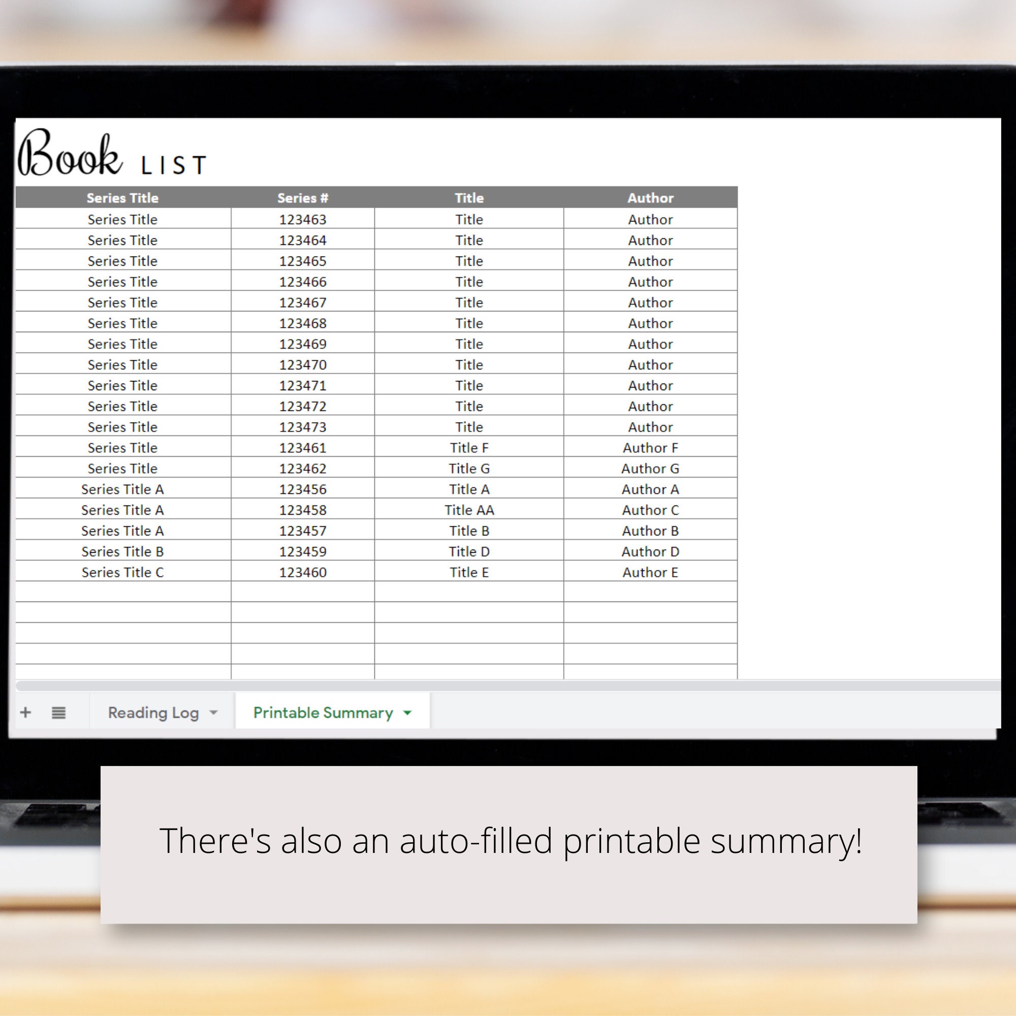 Book Reading List Spreadsheet Reading Planner Challenge Template to ...