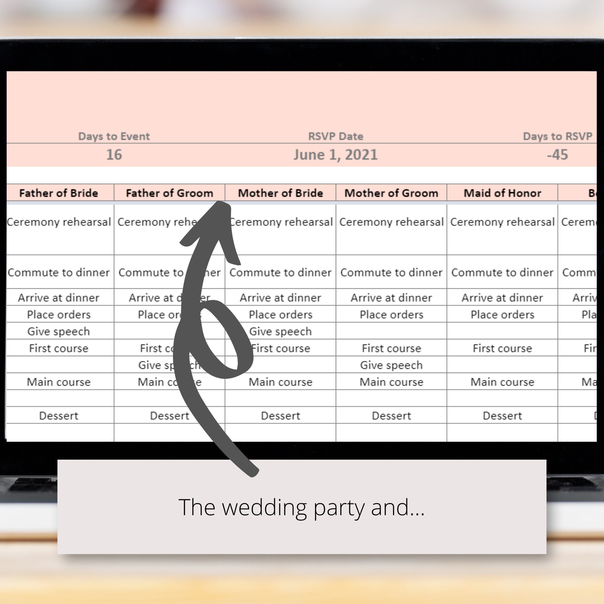 Wedding Day Timeline Schedule Google Sheets Spreadsheet Wedding Agenda ...
