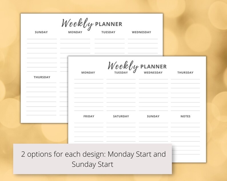 Weekly Planner Landscape Printable PDF, Weekly Calendar Print, Weekly ...