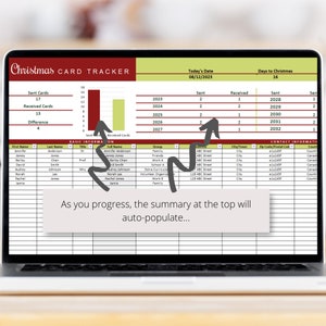 Christmas Card Tracker Excel Spreadsheet Template, Xmas Card Address ...
