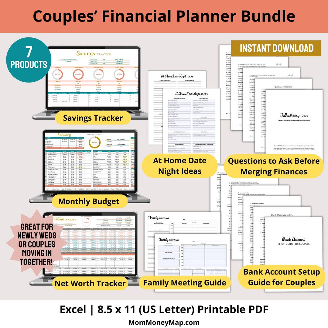 Couples Financial Planner Excel Spreadsheets and Printables Bundle ...