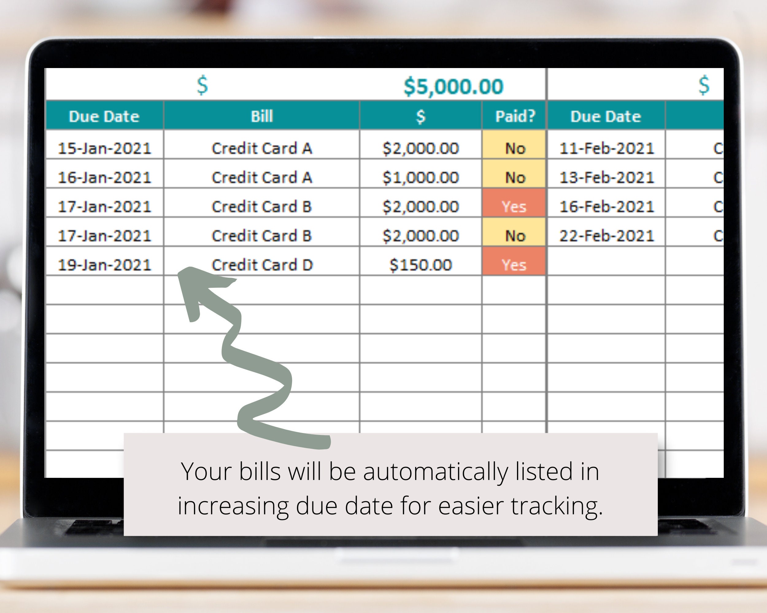 Monthly Bill Tracker Planner Excel Spreadsheet Log and - Etsy Canada
