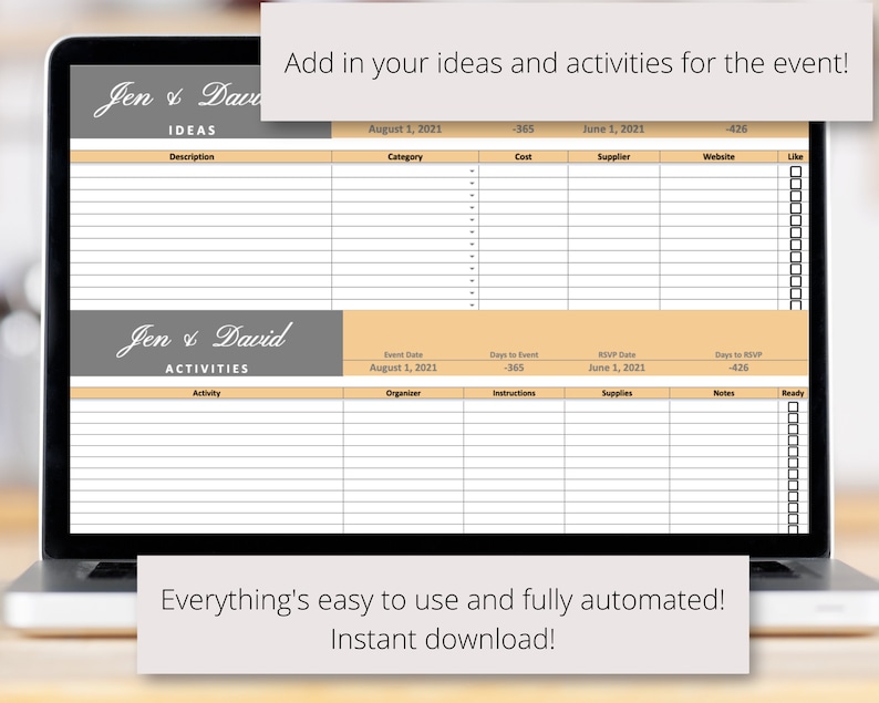 Wedding Spreadsheet Template Digital Wedding Binder Worksheet - Etsy