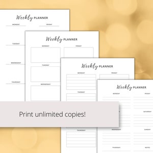 Weekly Planner Portrait Printable, Blank Undated Weekly Planner Pages ...