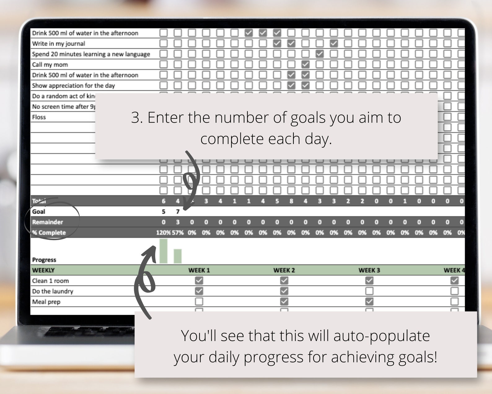 Goal Sheet Planner Google Sheets Spreadsheet for Daily Weekly - Etsy Canada