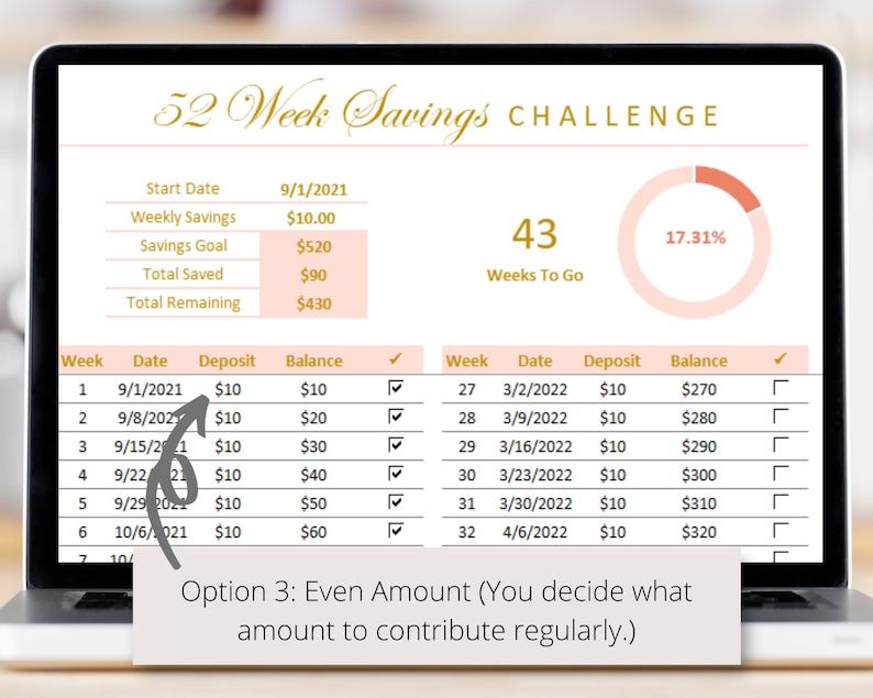 52 Week Savings Challenge Excel Spreadsheet, Stay Motivated to Save for 52 Weeks With This 52 ...