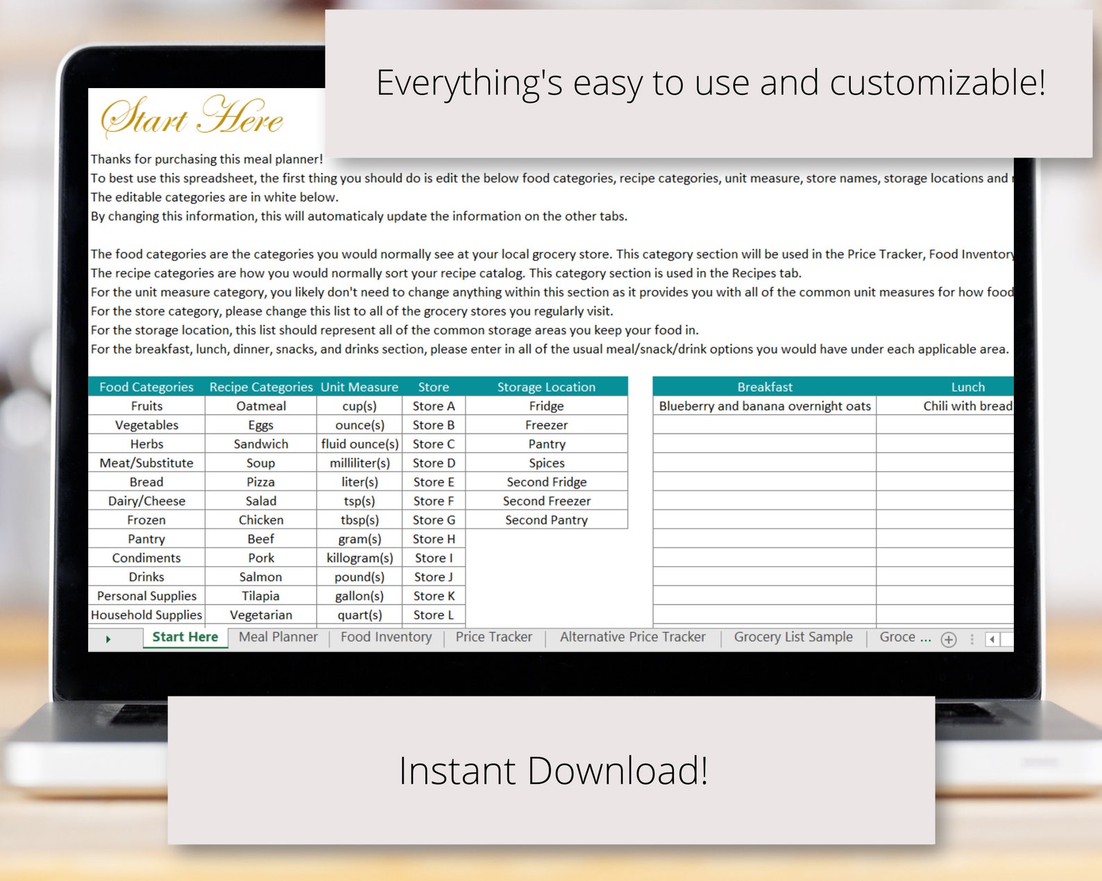 Excel Meal Planner | Plan Your Meals With This Meal Planning ...