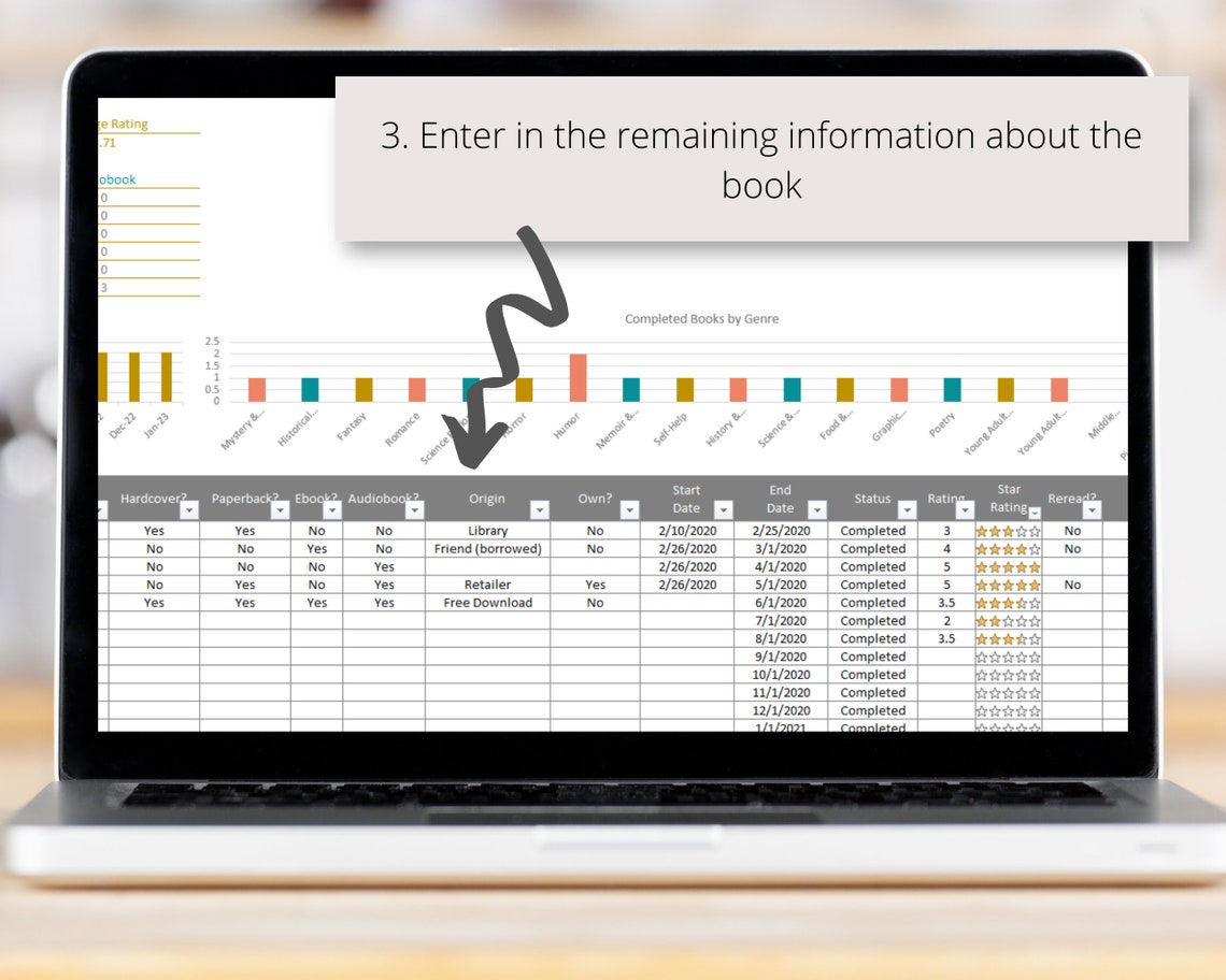 Reading Log Tracker Excel Spreadsheet Track Your Books With This Book ...