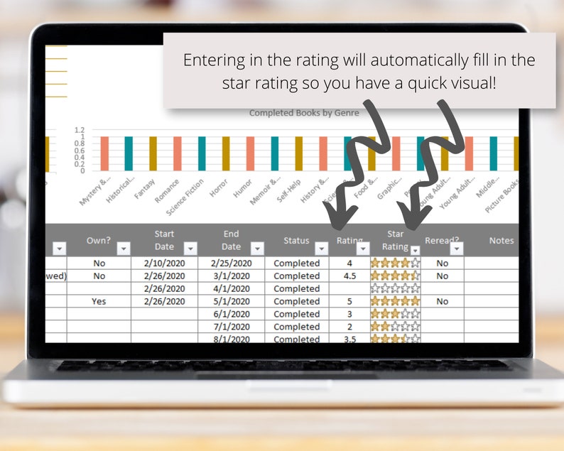 Reading Log Tracker Excel Spreadsheet | Track Your Books With This Book ...