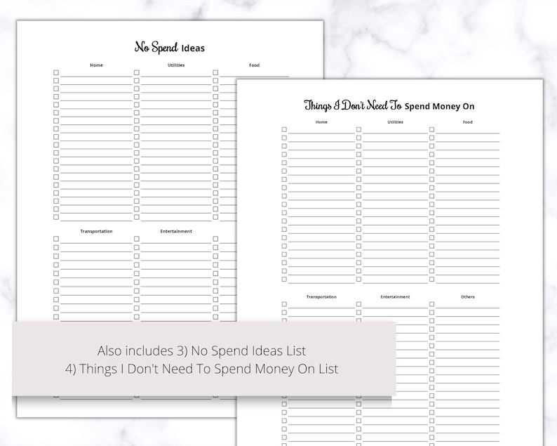 No Spend Challenge Printable PDF, Zero Spend Tracker to Track Your No ...