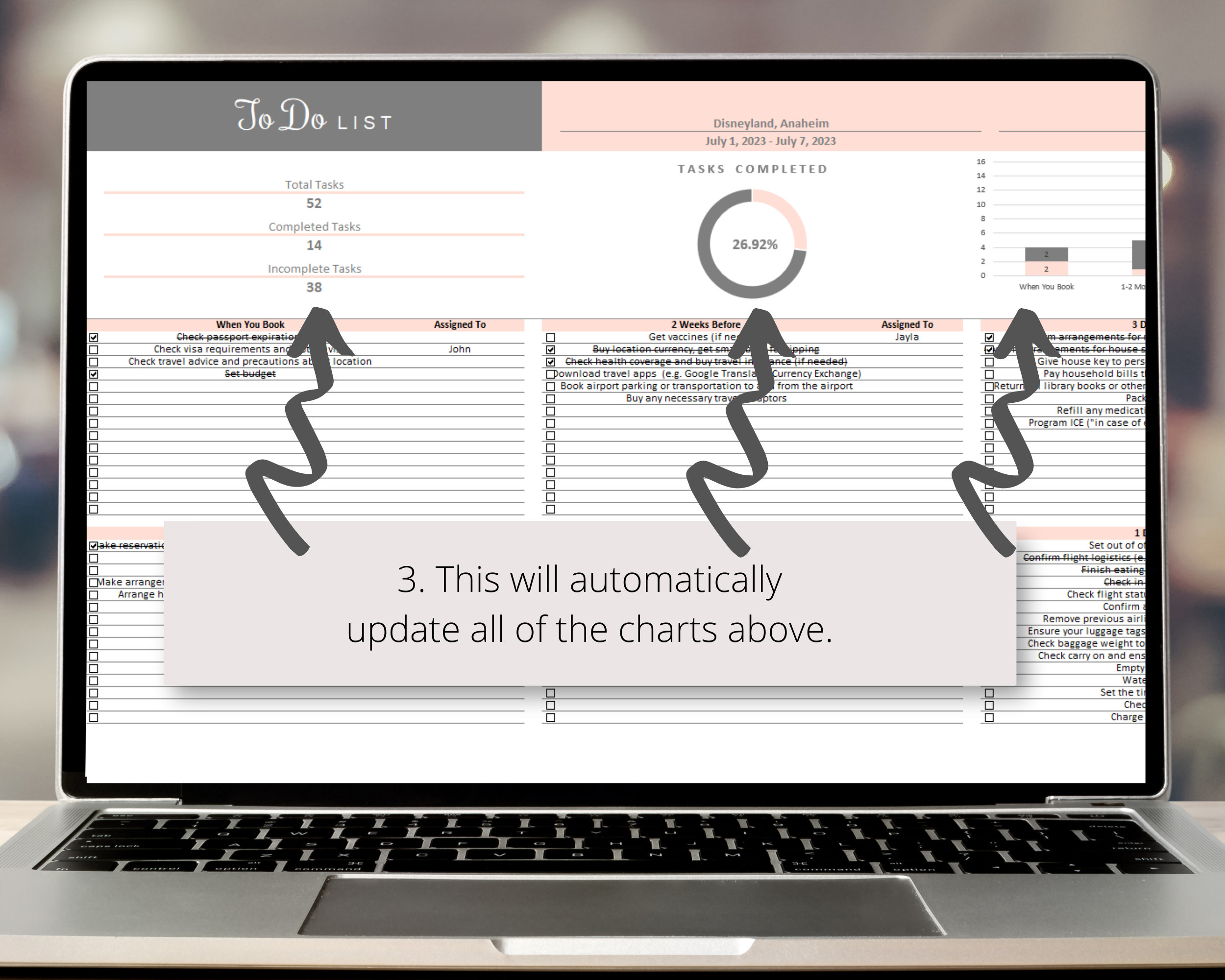 Vacation Checklist Spreadsheet, Travel Checklist Template, Travel To-do ...