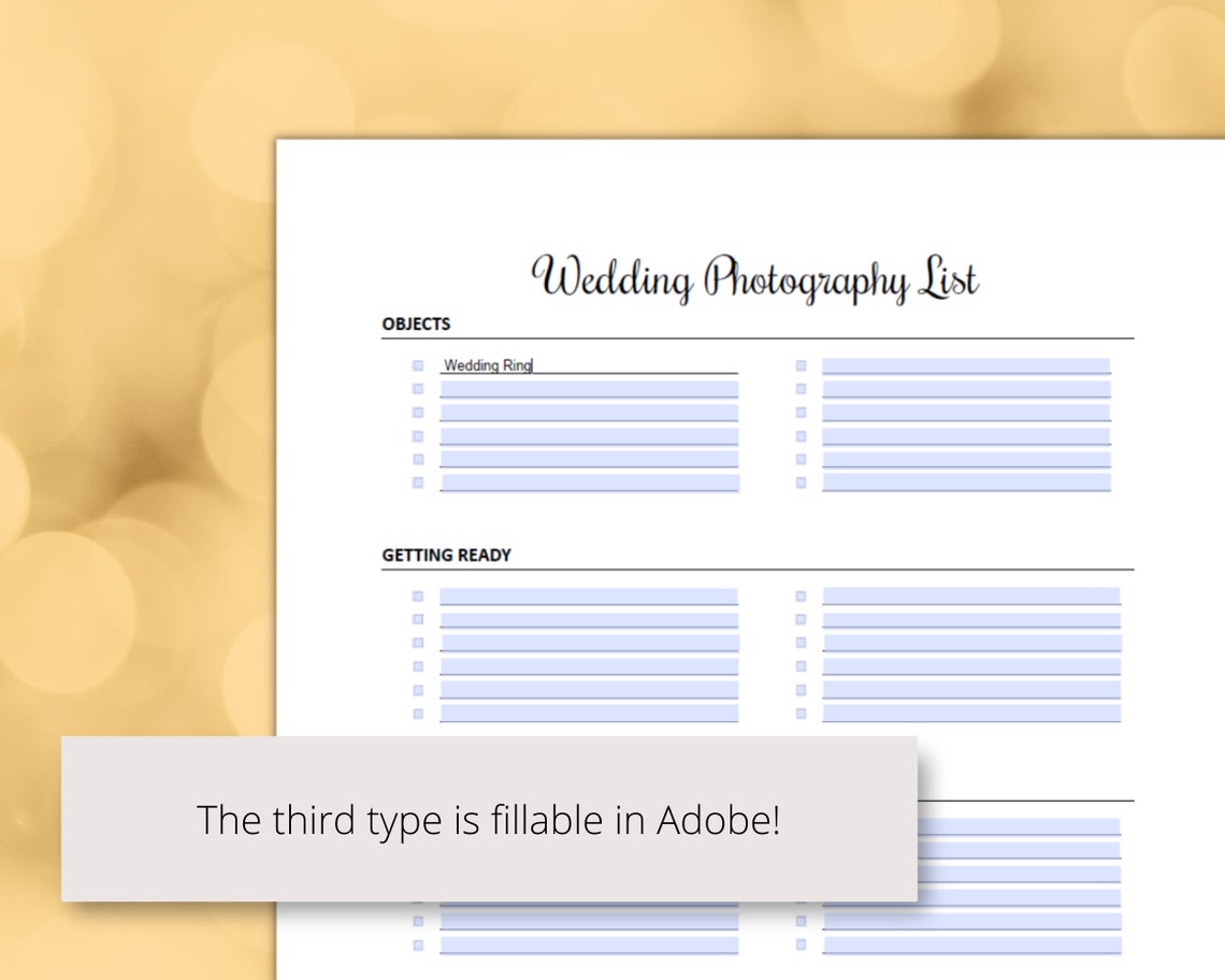 Wedding Photography Shot List Wedding Photo List for Your - Etsy