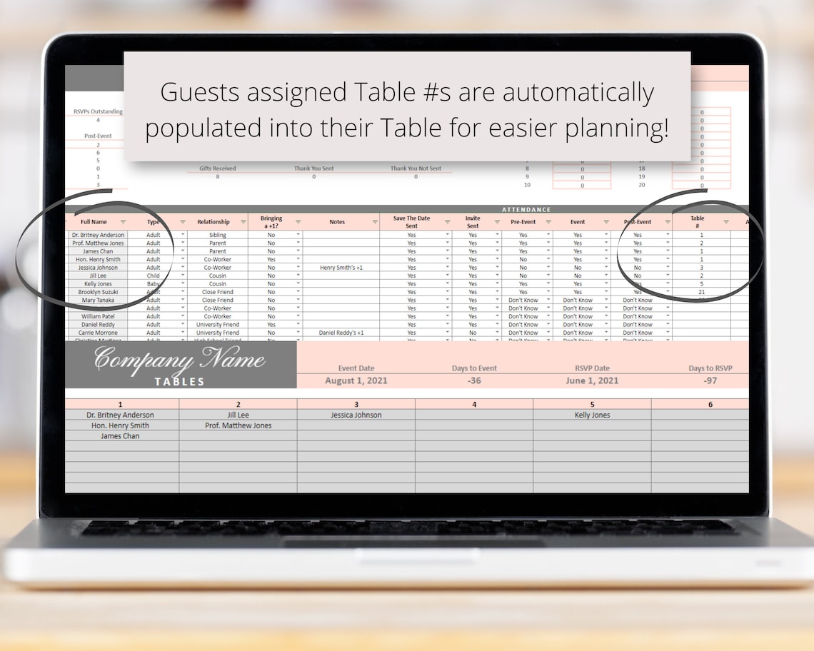 Event Planning Google Sheets Spreadsheet Party Planner - Etsy