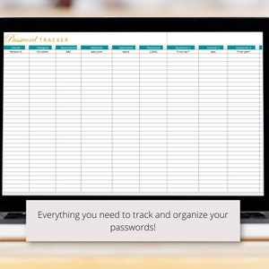Password Tracker Excel Spreadsheet, Organize Your Logins, Accounts and ...