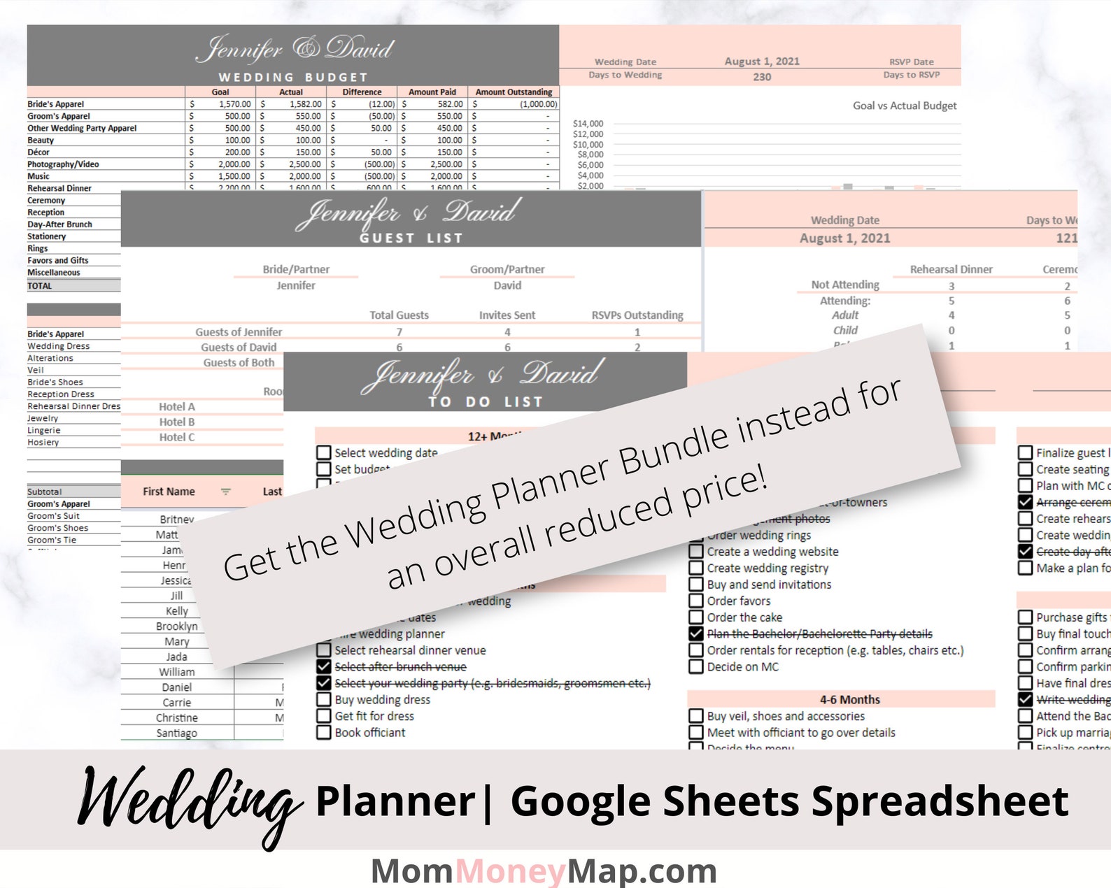 Wedding to Do List Google Sheets Spreadsheet Wedding Planner - Etsy