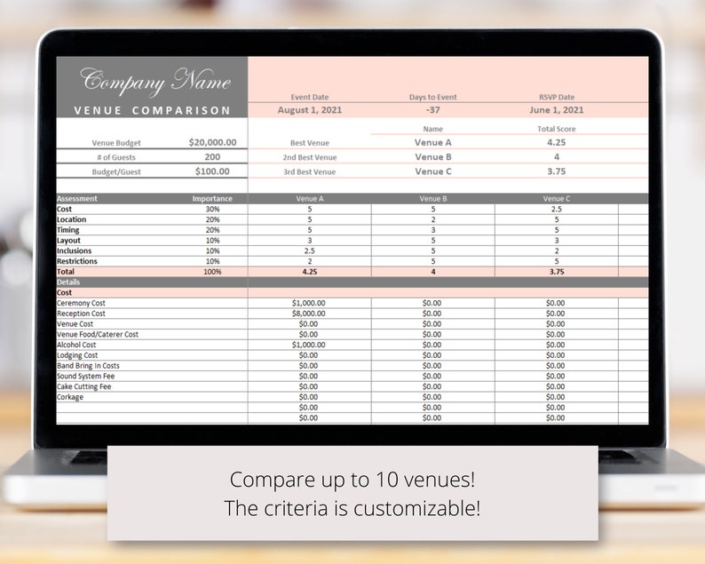 Event Planner Excel Spreadsheet Bundle With A Budget Guest - Etsy