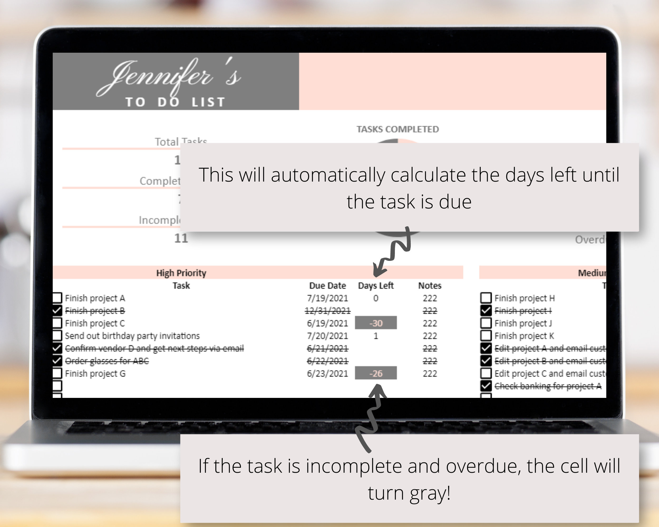Digital to Do List Google Sheets Spreadsheet | Checklist Editable ...