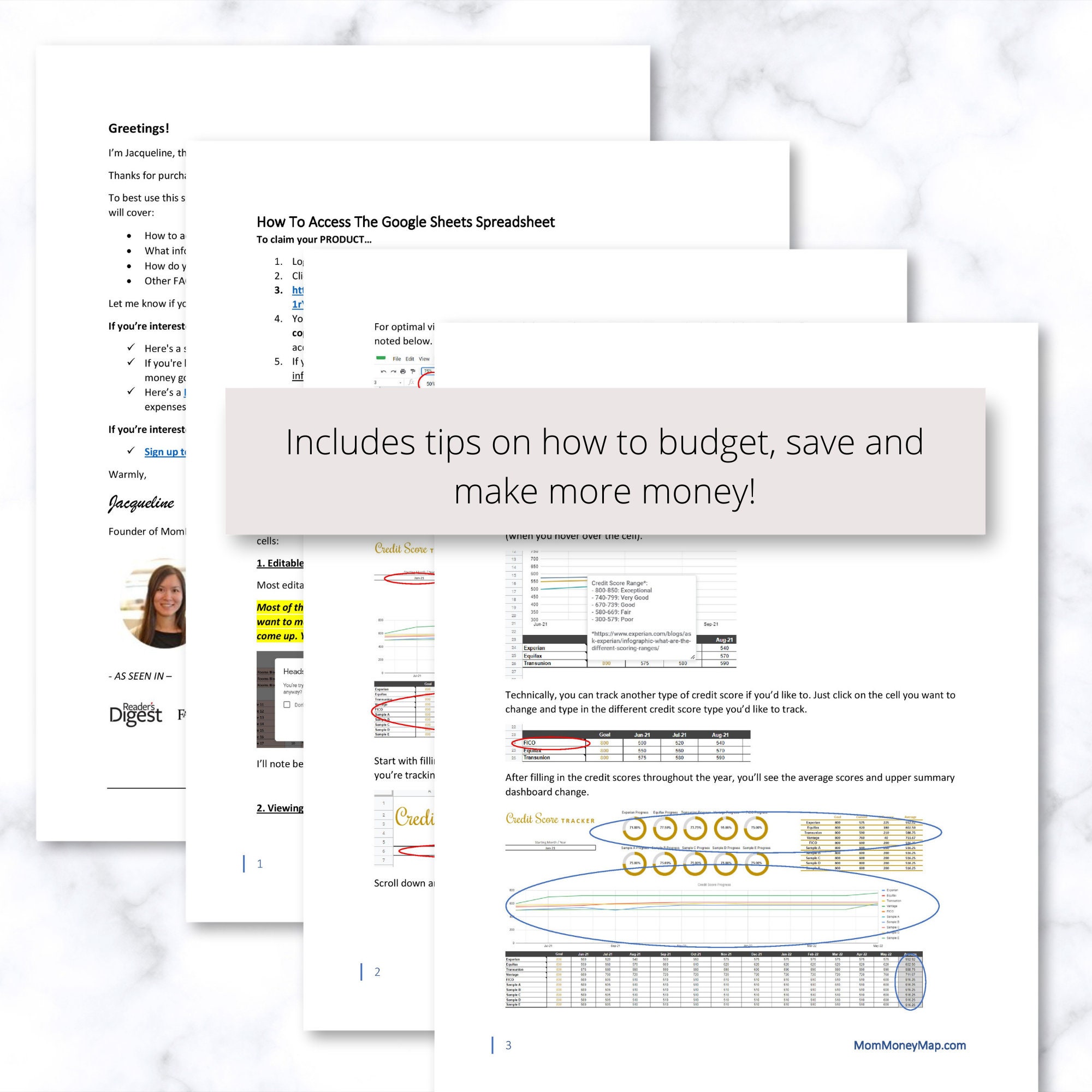 Credit Score Tracker Google Sheets Spreadsheet Template to Raise Credit Score, Improve and ...