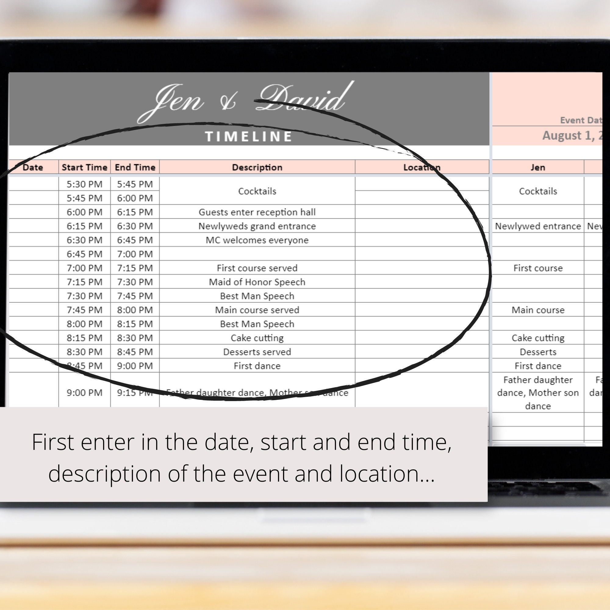 Wedding Day Timeline Schedule Google Sheets Spreadsheet | Wedding ...