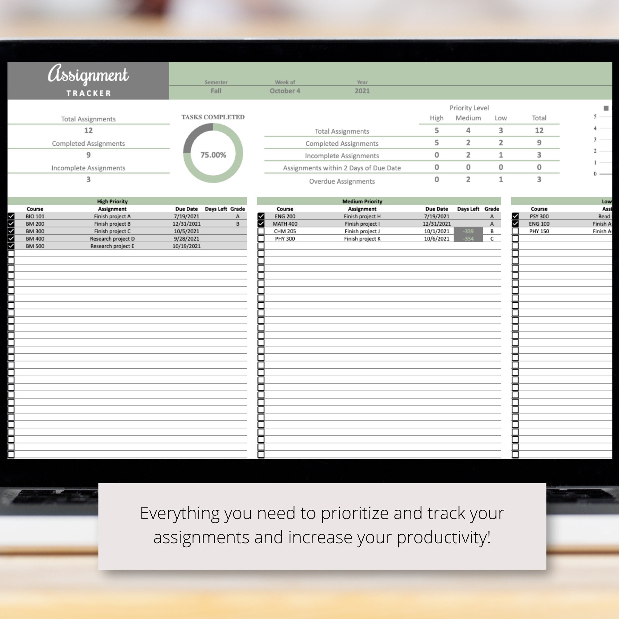 Assignment Planner Template Google Sheets Spreadsheet, Student ...