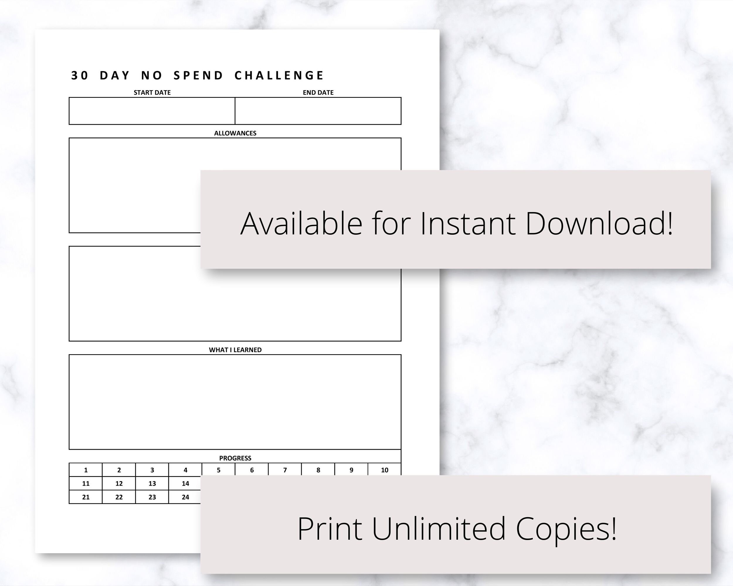 No Spend Tracker | No Spend Challenge Printable | No Spend Tracker ...
