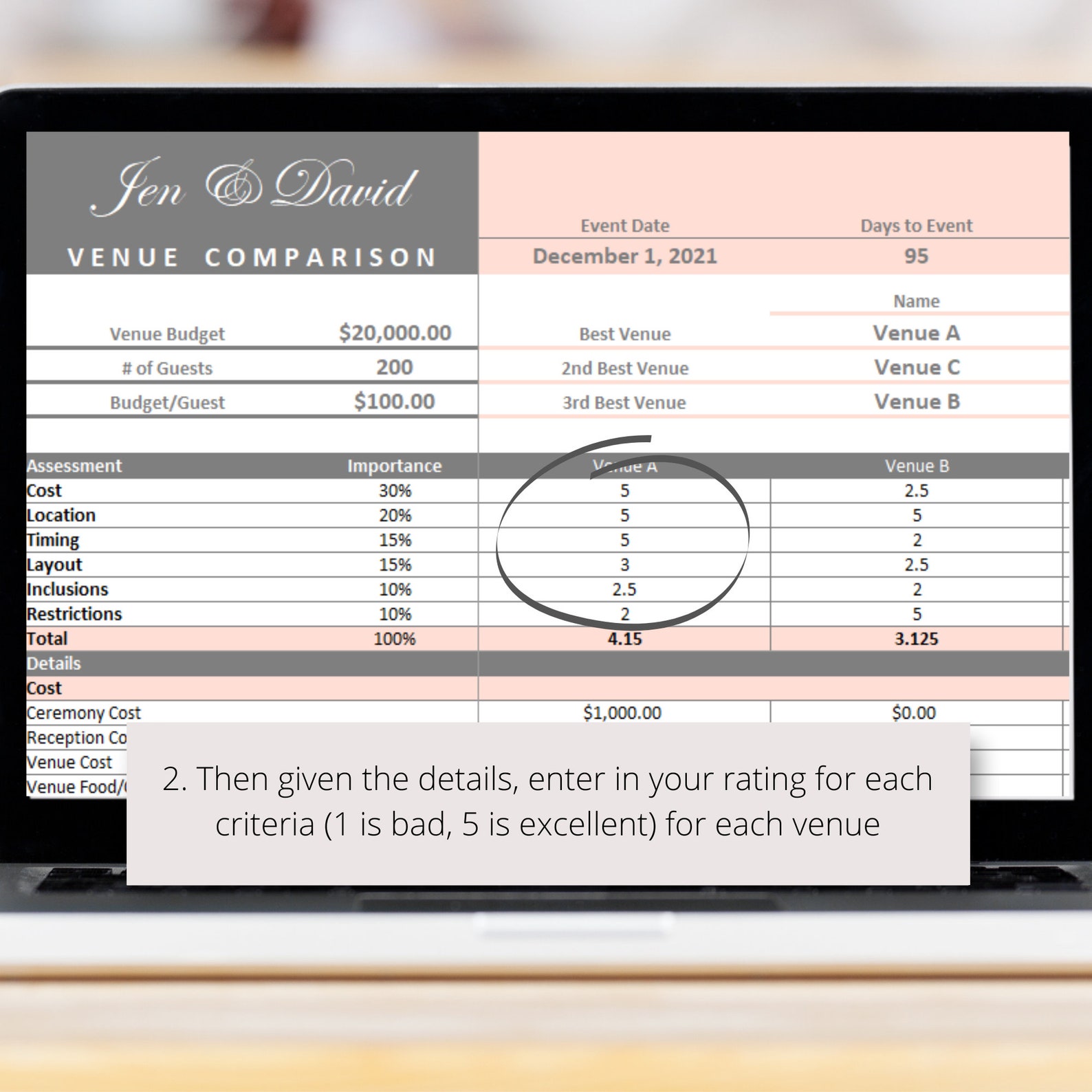 Wedding Venue Comparison Excel Spreadsheet | Compare Wedding Venues ...