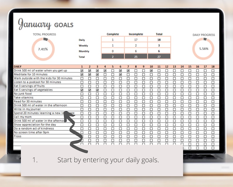 Goal Setting Planner Editable Template Digital Fillable Excel ...