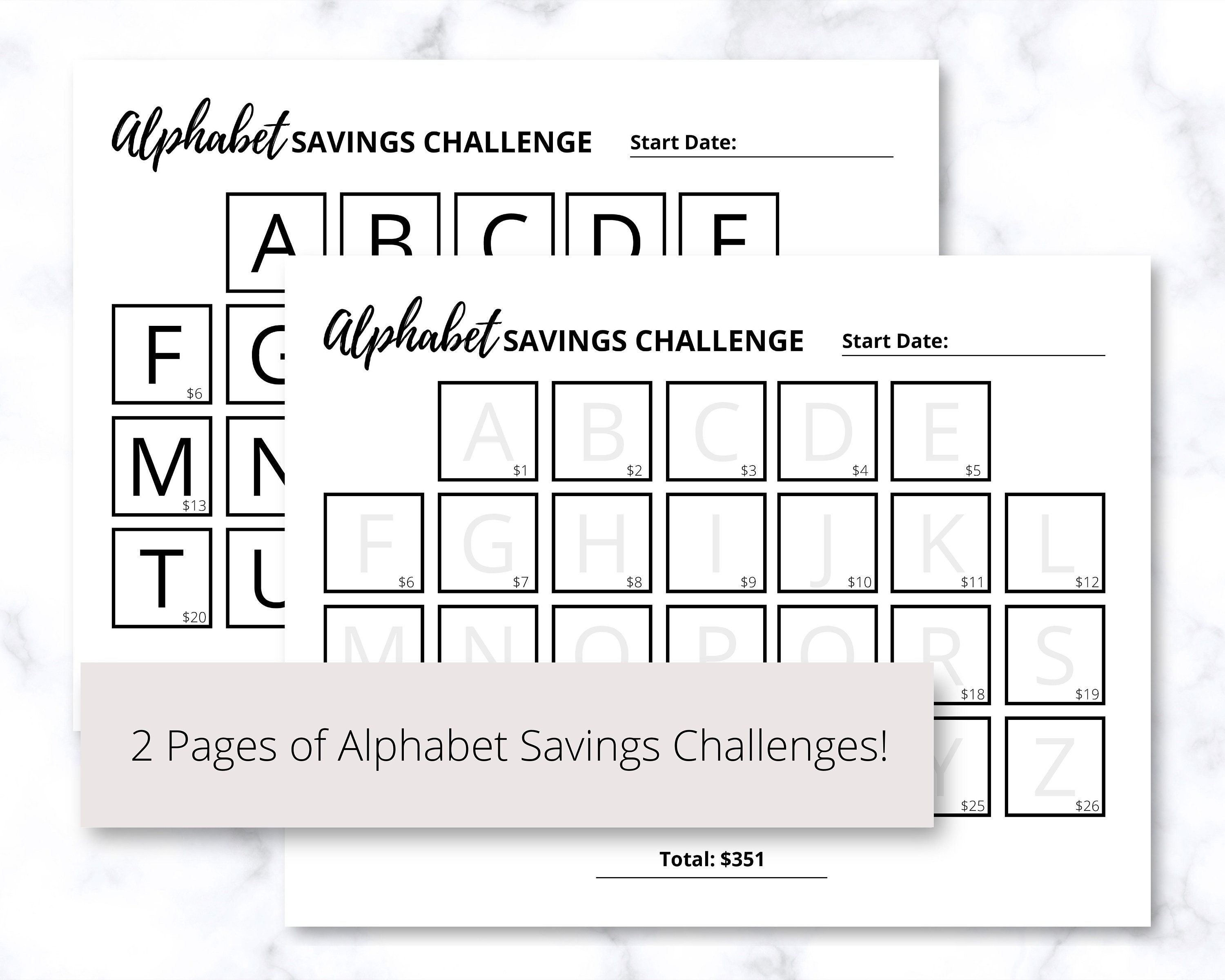 Alphabet Savings Challenge Printable PDF, 26 Weeks Savings Challenges ...
