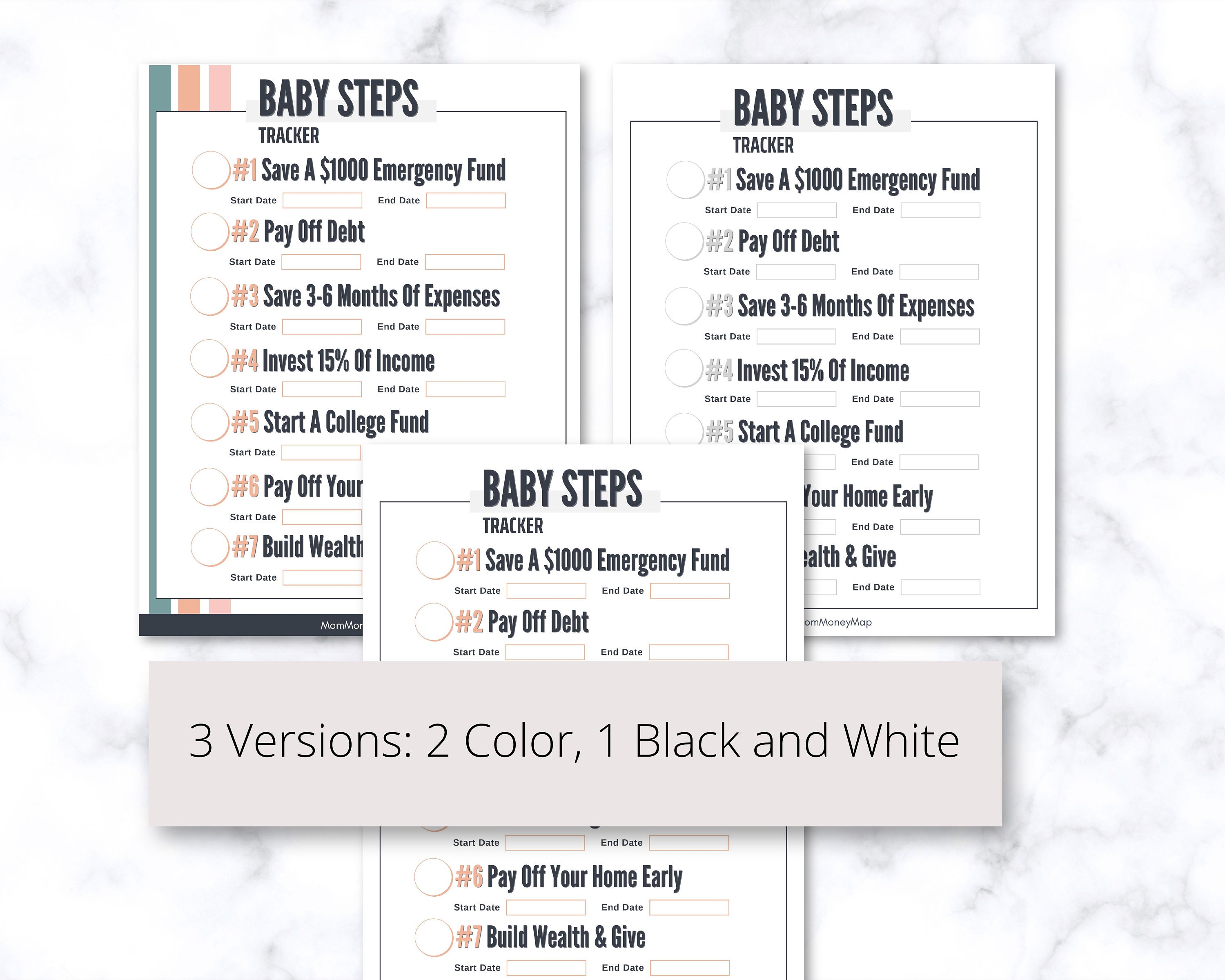 Dave Ramsey Baby Steps Tracker, Steps 1-7 Planner Printable PDF Digital ...
