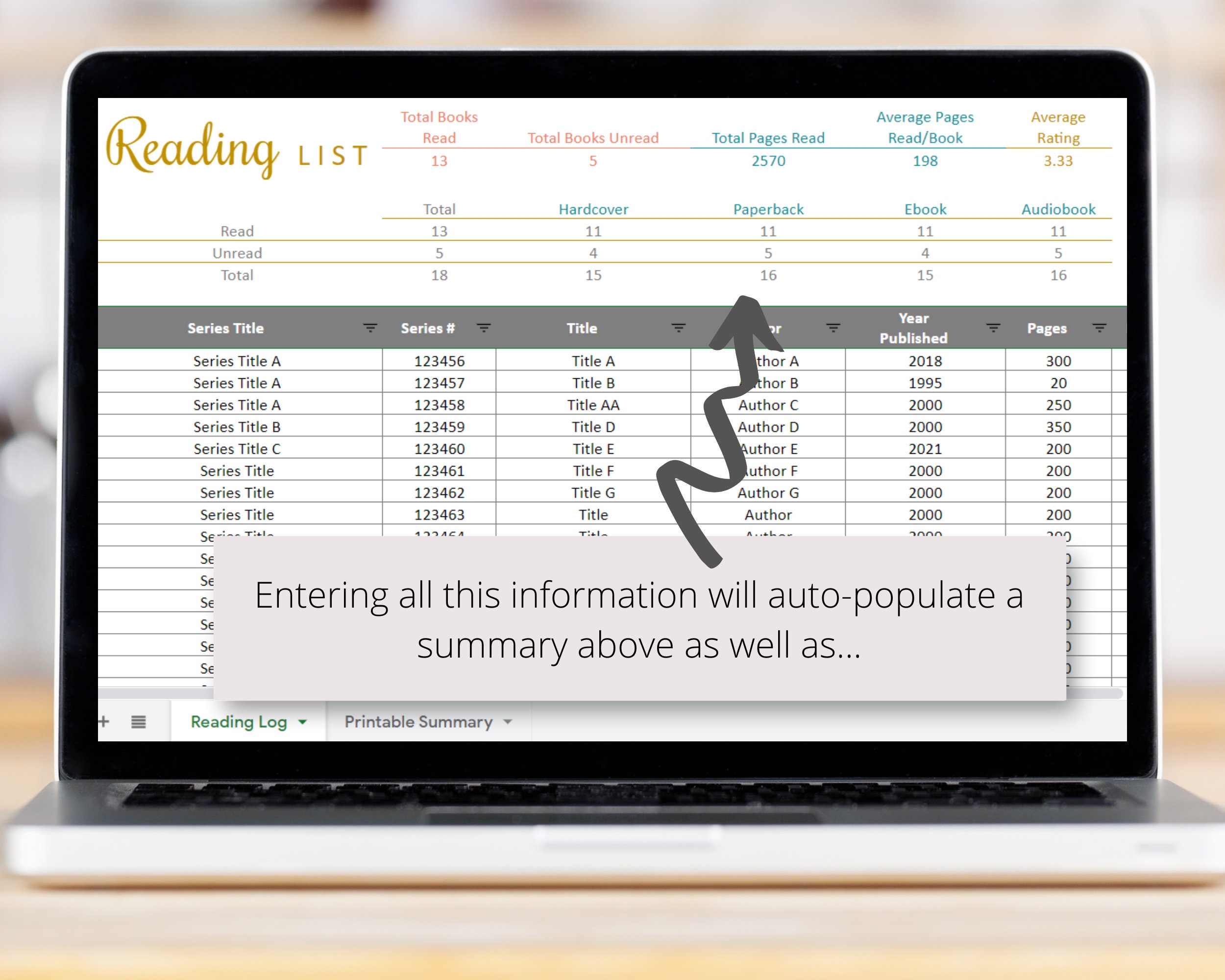 Book Reading List Spreadsheet Reading Planner Challenge - Etsy