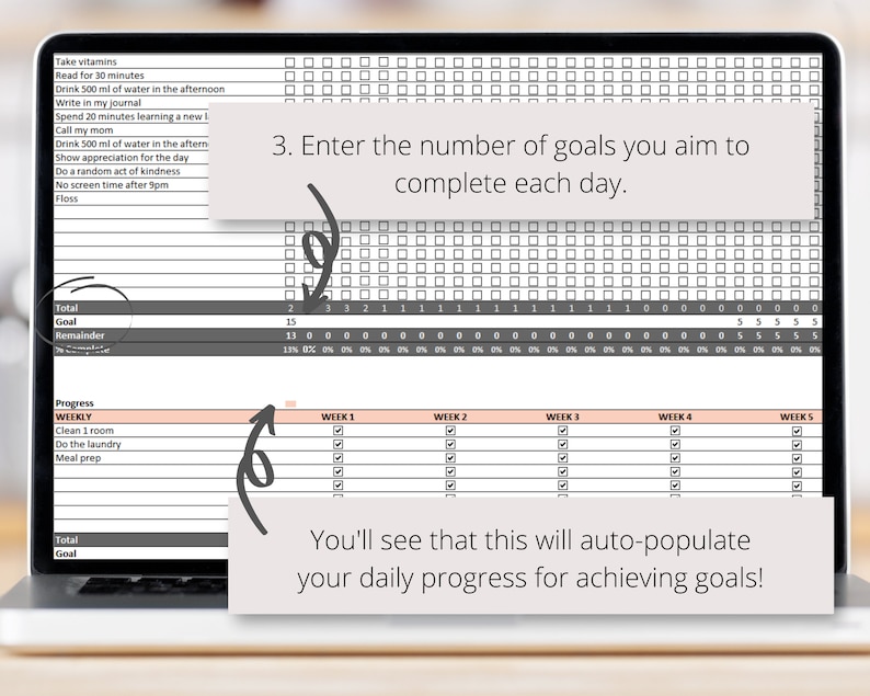 Goal Setting Planner Editable Template Digital Fillable Excel ...