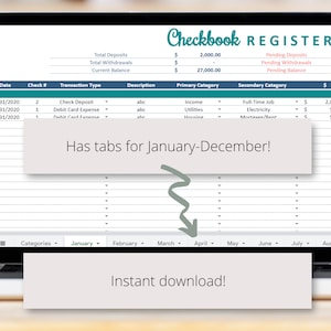 Checkbook Register Google Sheets Spreadsheet | Track Your Bank Accounts ...