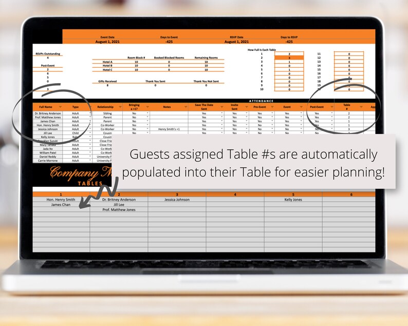 Gala Event Planner Google Sheets Spreadsheet Template for - Etsy