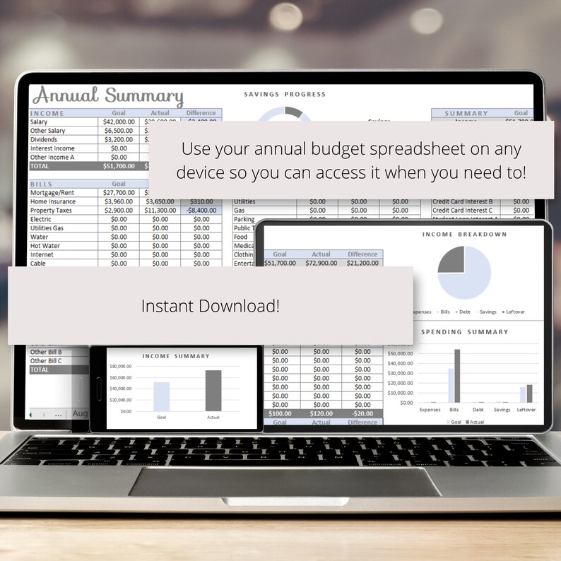Budget Tracker Excel Spreadsheet Template, Plan Your Annual & Monthly ...
