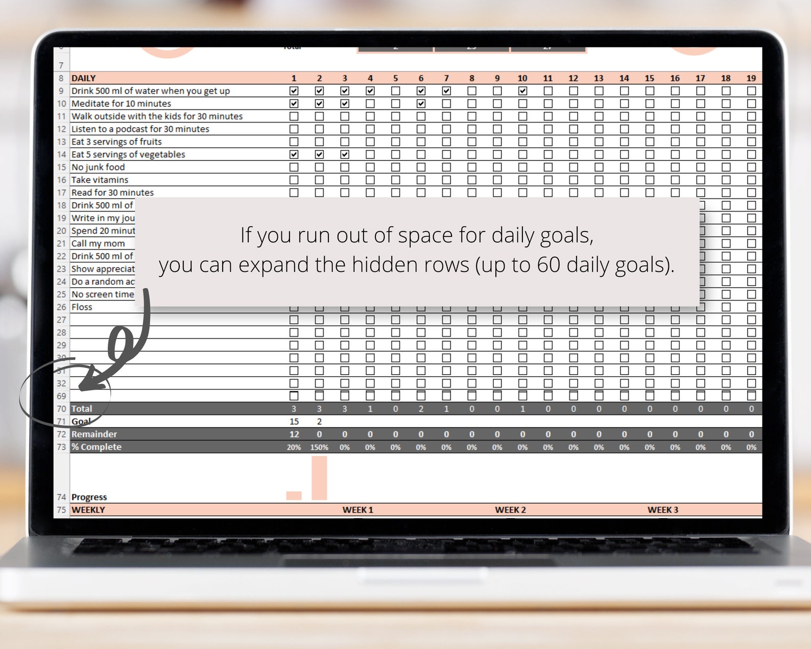 Goal Setting Planner Editable Template Digital Fillable Excel ...