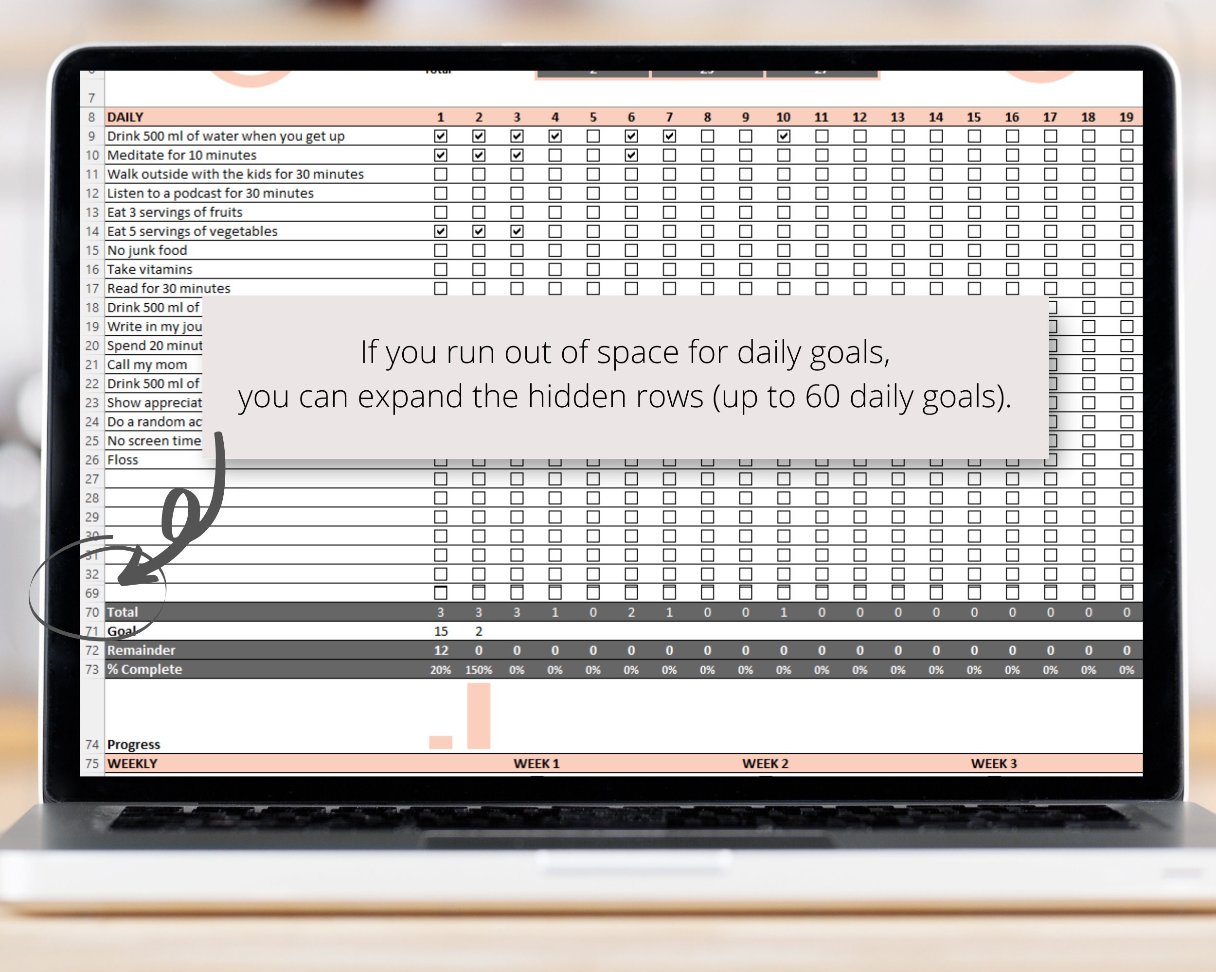 Goal Setting Planner Editable Template Digital Fillable Excel ...